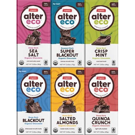 Alter Eco Organic Fair Trade Vegan Chocolate Bar 7 Varieties