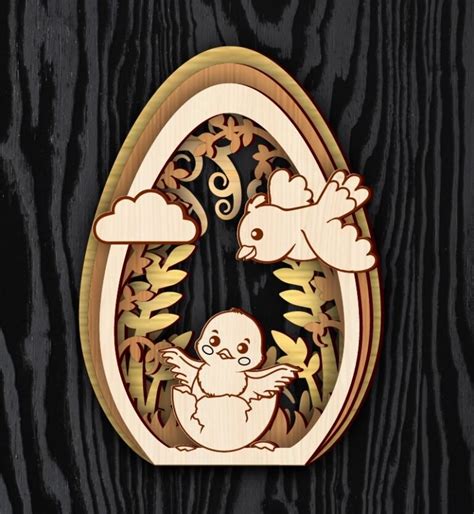 Multilayer Easter Eggwith Birds E0023905 File Cdr And Dxf Pdf Free