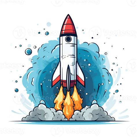 Cartoon Style Rocket Illustration No Background Perfect For Print On