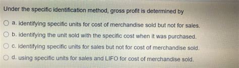 Solved Determining Gross Profit Using The Weighted Average Chegg