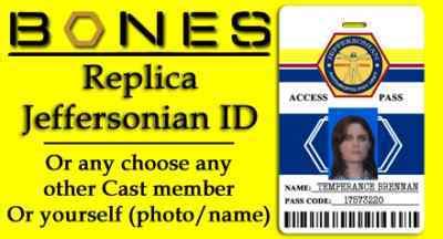 Bones Replica Jeffersonian Id Card Temperance Brennan 309429106