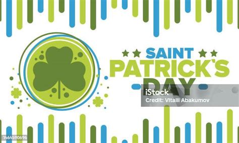 해피 세인트 패트릭의 날 전통적인 아일랜드 휴일입니다 3월 17일 연례 기념 클로버와 토끼풀 잎 녹색과 오렌지 파티 디자인 아일랜드 색상입니다 포스터 카드 배너 및 배경