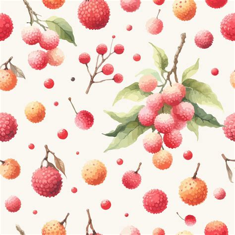 Premium Vector Lychee Print Watercolor Litchi Tropical Fruit Seamless