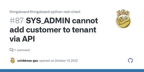 Sysadmin Cannot Add Customer To Tenant Via Api · Issue 87