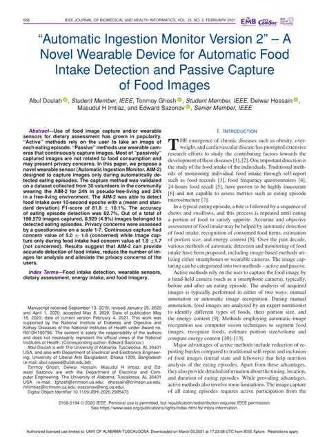 Pdf “automatic Ingestion Monitor Version 2” — A Novel Wearable Device