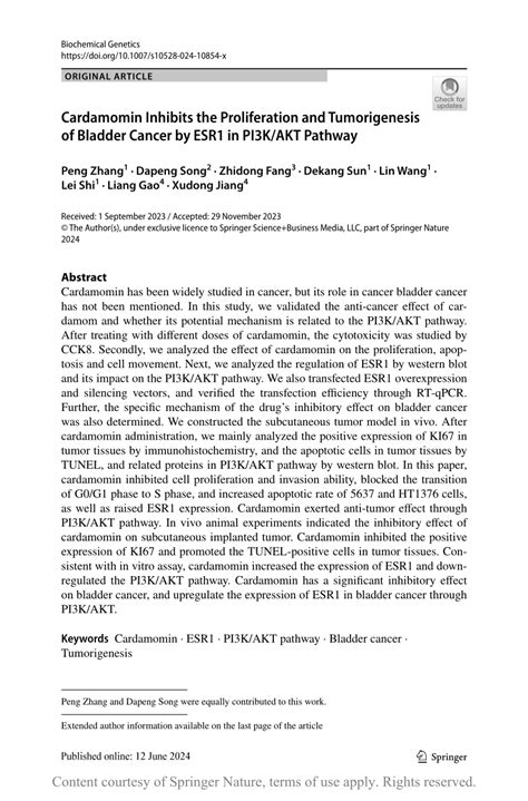 Cardamomin Inhibits The Proliferation And Tumorigenesis Of Bladder