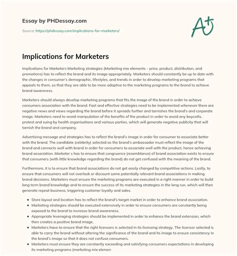 Implications For Marketers 500 Words