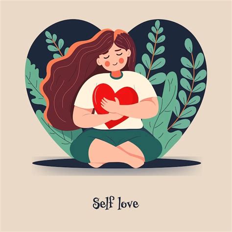 Premium Vector Young Girl Character Sitting And Hugging A Red Heart