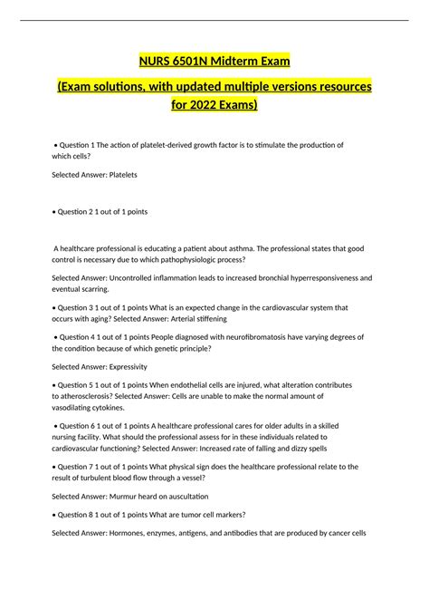Nurs 6501n Midterm Exam Exam Solutions With Updated Multiple Versions Resources For 2022 Exams