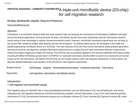 Pdf A Triple Unit Microfluidic Device D3 Chip For Cell Migration