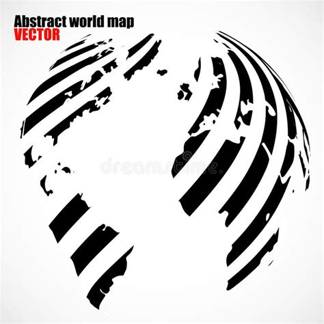 Abstract Globe World Map With Black And White Lines Stock Vector
