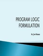 Program Logic Formulation Pdf Ms Jen Alasaas A List Of Instructions