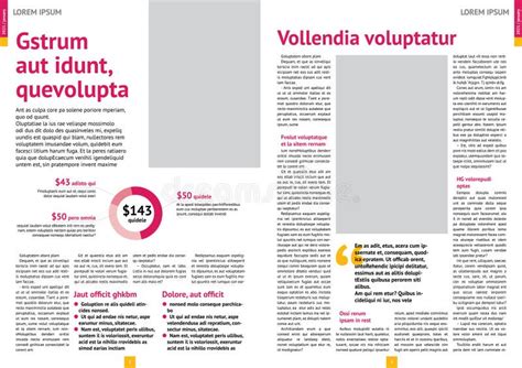 Magazine Annual Report Mockup With Pink Headers Article Stock Vector