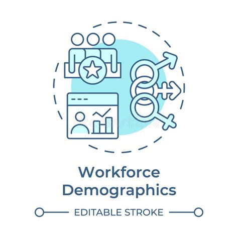 Workforce Demographics Soft Blue Concept Icon Stock Illustration