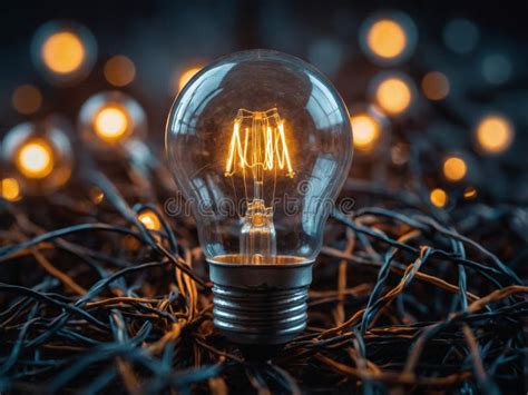 Light Bulb On Network Connections Innovation Theme Top View Symbolizing Interconnected Ideas And