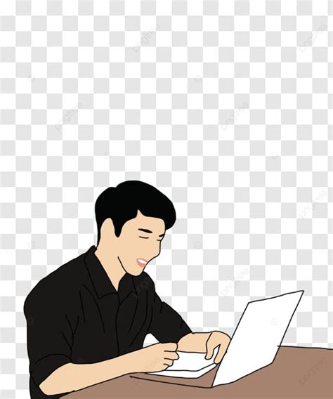 Dad Works In The Office Using A Computer Works Computer Office Png