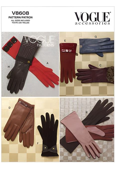 Vogue V8608 Sewing Pattern Misses Unlined Gloves In Eight Styles Sz S L