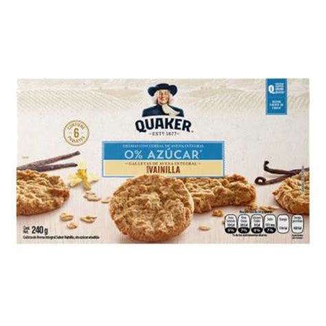 Galletas de avena Quaker sabor vainilla sin azúcar 6 paketines de 40 g