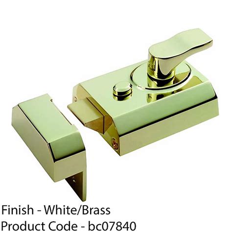 Contract Rim Cylinder Nightlatch 60mm White And Brass Door Security Lock