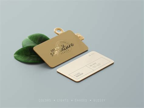 종이 클립과 잎이 있는 둥근 모서리 명함 모형 장면 프리미엄 Psd 파일