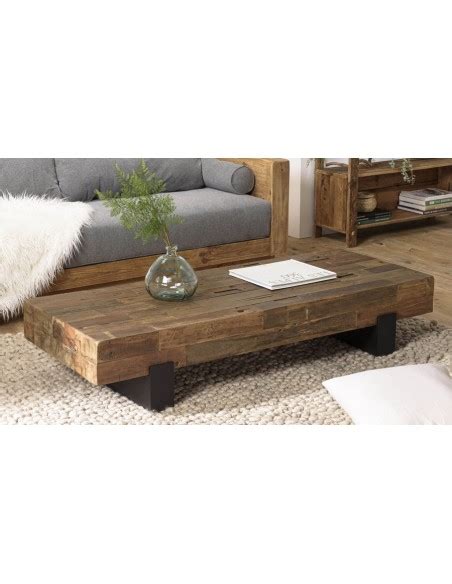 Table Basse Rectangulaire Avec Poutres En Bois Massif Century