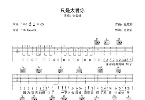 只是太爱你吉他谱张敬轩g调弹唱49单曲版 吉他世界