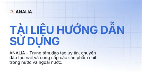 TÀI LIỆU HƯỚNG DẪN SỬ DỤNG ANALIA