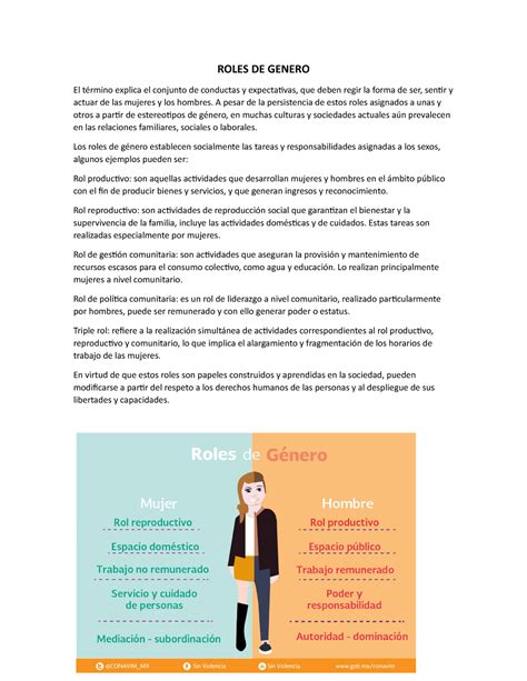 Roles De Genero Roles De Genero El Término Explica El Conjunto De Conductas Y Expectativas