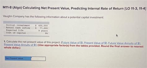 solved m11 8 algo calculating net present value