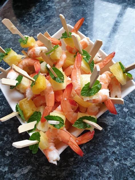 Brochettes apéritives ananas crevette Recette apéro facile Recette