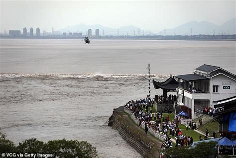 Spectacular Moment Worlds Largest Tidal Bore Surges And Crashes Into