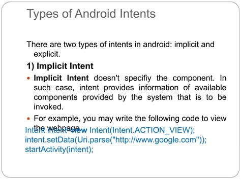 Android Intentpptx Operating Systems Computer Software And Applications
