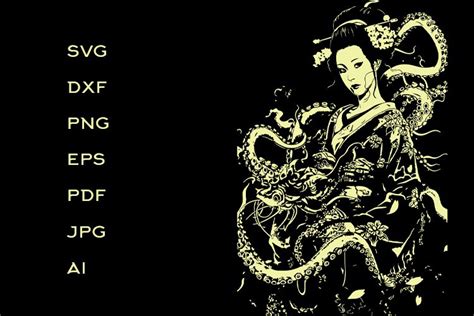 Yokai Geisha And Monster With Tentacles