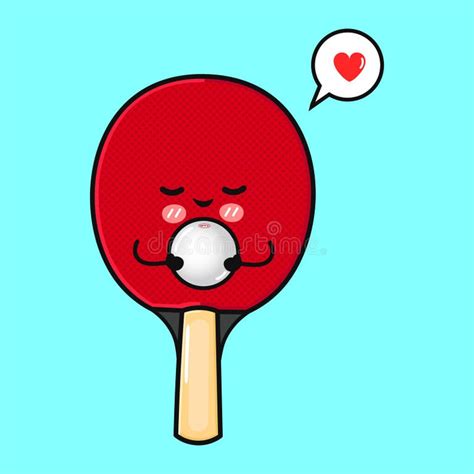 Cute Ping Pong Paddle Adorable Table Tennis Racket With Heart Stock Illustration Illustration