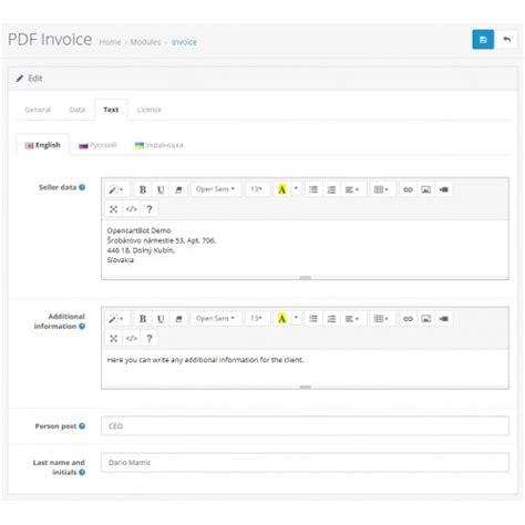 Opencart Invoicio Pdf Invoice