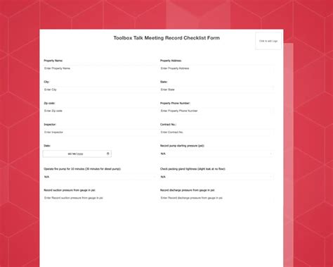 Toolbox Talk Meeting Record Checklist Form Zentrades