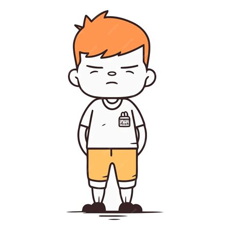 Печальный мальчик мультфильмный персонаж векторная иллюстрация