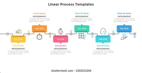 Horizontal Timeline 5 Rectangular Elements Pointers Stock Vector