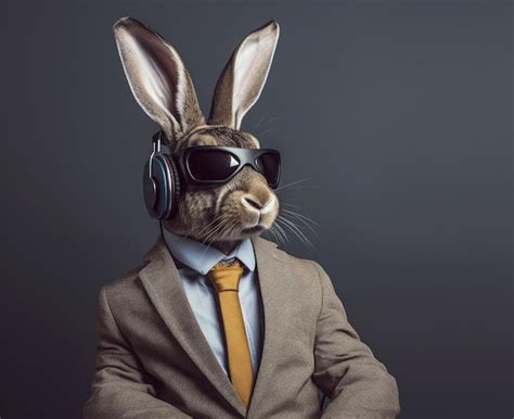 Premium Ai Image Hare Wearing Suit Generative Ai