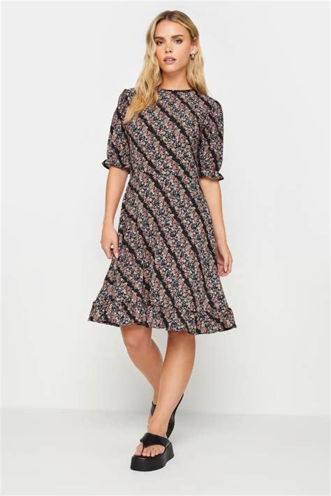Pixiegirl Black Ditsy Floral Print Midi Dress Pixiegirl
