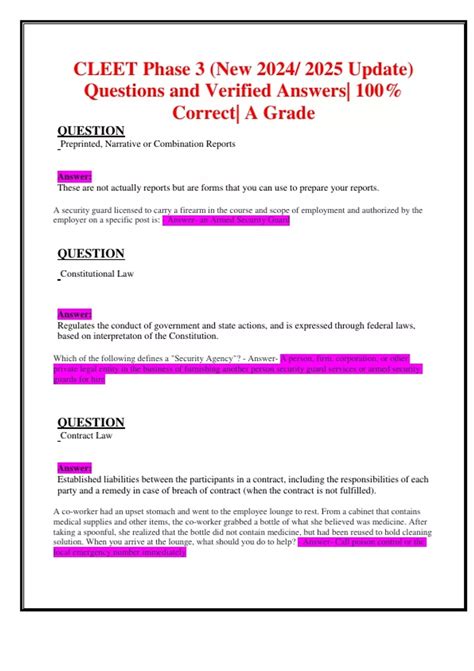 Cleet Phase 3 New 2024 2025 Update Questions And Verified Answers 100 Correct A Grade