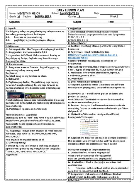 My Lesson Plan Daily Week 2 Day2 Mev Pdf