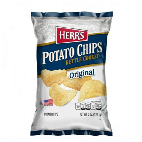 Herrs Potato Kettle Cooked Original 6oz 12carton Tasty Snack