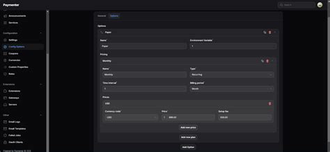 Config Options Paymenter