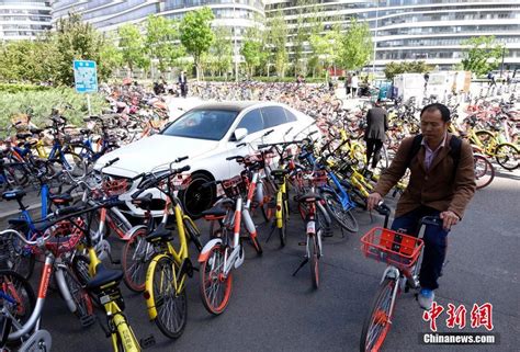 北京共享单车数量激增 汽车路边被“围堵” 1 中国日报网