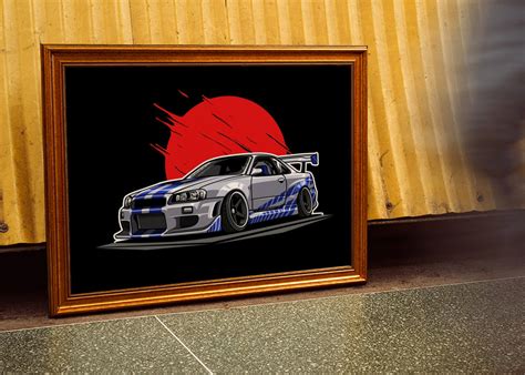 Nissan Gt R R34 Godzilla Ff Posters And Prints By Heru Kurniawan Printler