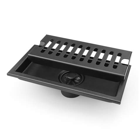 Grille Gouche Anti Cheveux20 × 10 Cm Filtre Douche Noirdrain De Sol Carré Acier Inoxydable