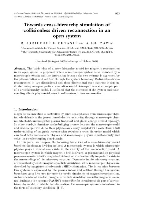 Pdf Towards Cross Hierarchy Simulation Of Collisionless Driven Reconnection In An Open System