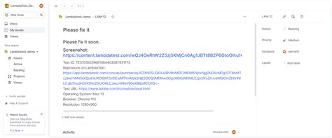Linear App Integration LambdaTest