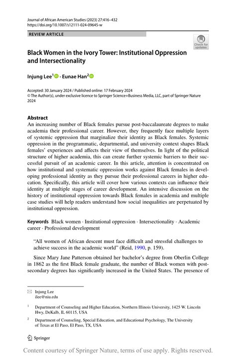 Black Women In The Ivory Tower Institutional Oppression And